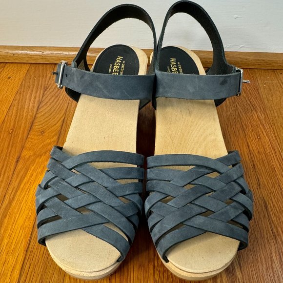 Swedish Hasbeens | Shoes | Swedish Hasbeen Braided High Blue Nubuck ...